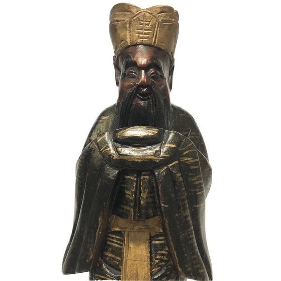 Estate | Accents | Vintage Chinese Emperor Hand Carved Wood Imperial ...